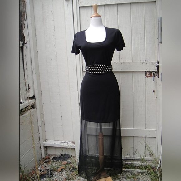 Kenar | Dresses | Vintage Black Long Dress 9s Sheer Maxi Kenar Studio ...